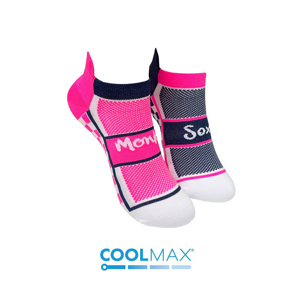 ELITE CHEQUERED SPORTS SOCKS PINK NAVY Monkey Sox CIC