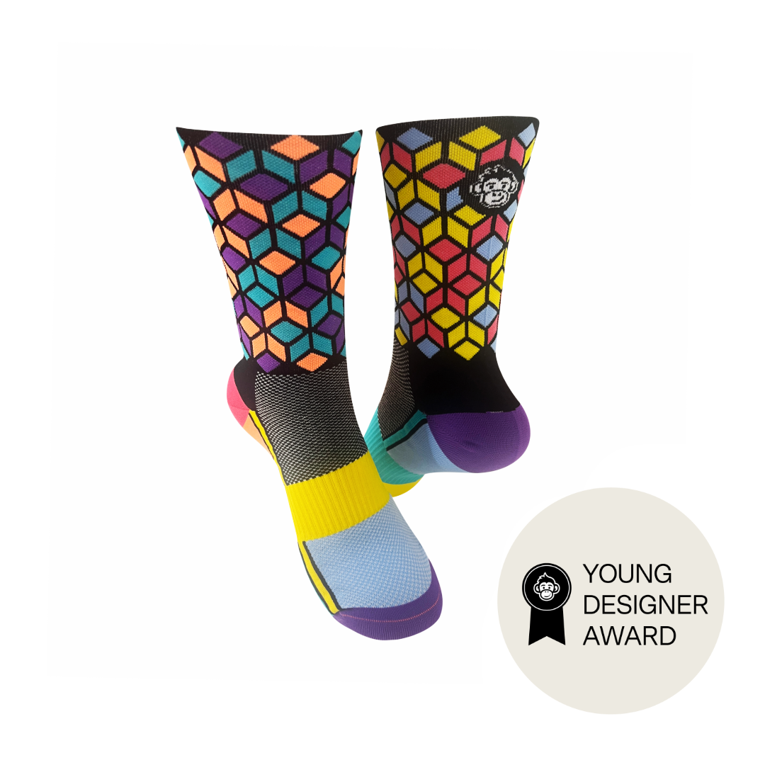 Classic Cube Sports Socks: Black Multi | Monkey Sox