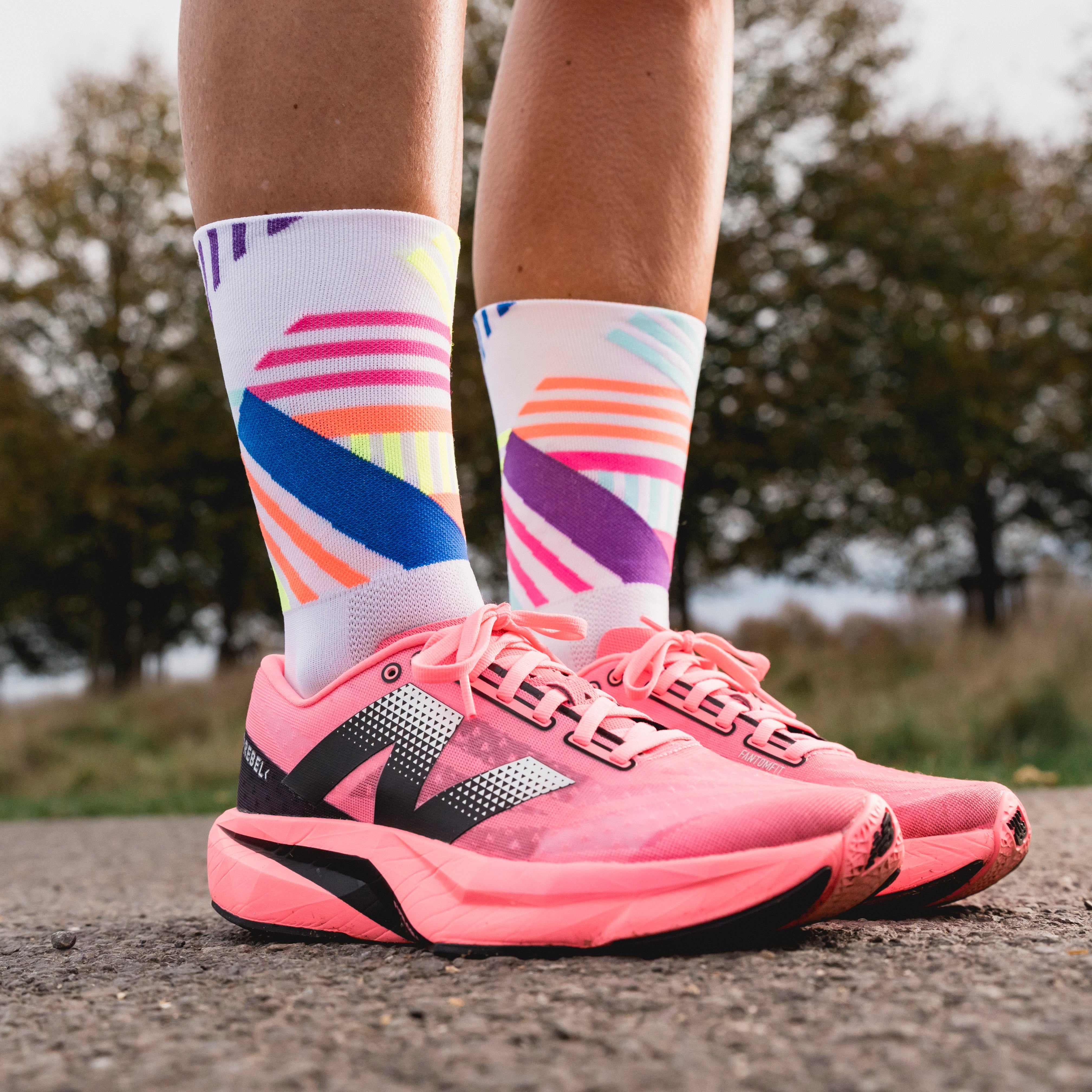 CLASSIC TRACK SPORTS SOCKS: WHITE MULTI – Monkey Sox CIC